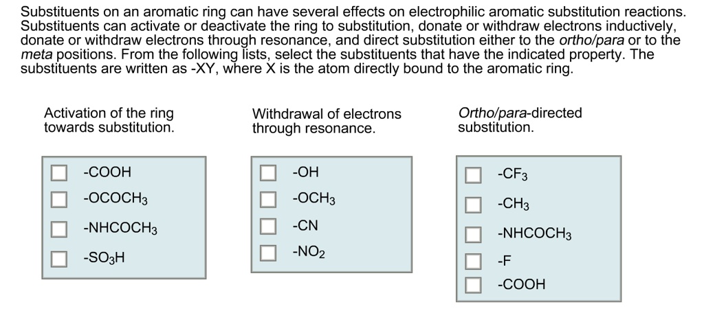 Solved Substituents On An Aromatic Ring Can Have Several Effects On
