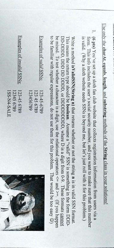 VIDEO solution: 12345 6789 Examples of invalid SSNs: 123-45 6789 ...