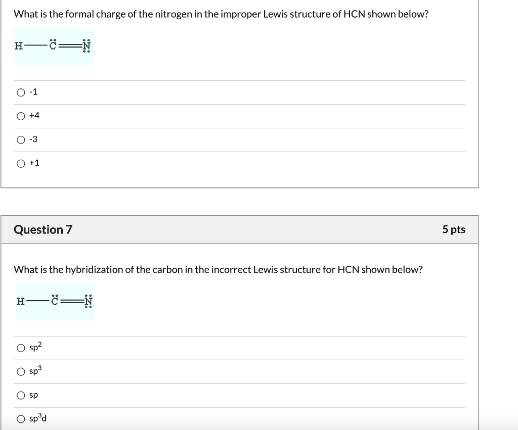 SOLVED: What is the formal charge of the nitrogen in the improper Lewis ...