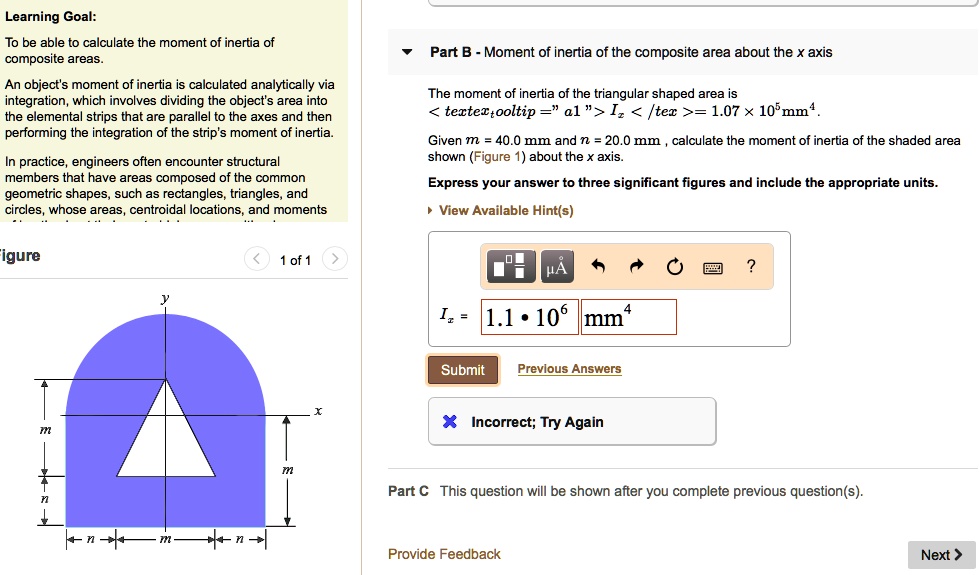 SOLVED: Learning Goal: To be able to calculate the moment of inertia of composite areas. Part B ...