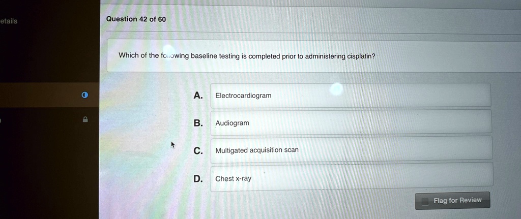 SOLVED: Question 42 of 60 Which of the following baseline testing is ...
