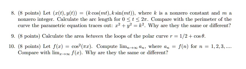 SOLVED: points) Let (z(t),y(t)) cos(mt) , k sin(mt)) , where k is nonzero constant and nonzero ...