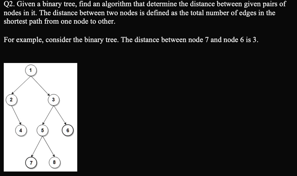 Solved Given A Binary Tree Find An Algorithm That Determines The Distance Between Given Pairs