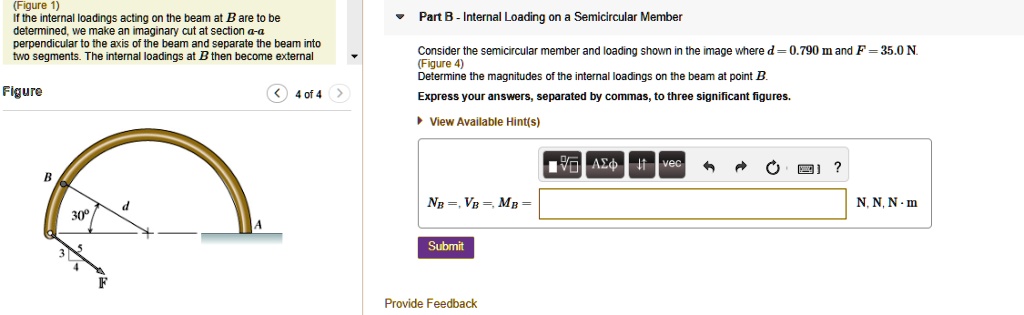 SOLVED: (Figure 1) If the internal loadings acting on the beam at B are ...