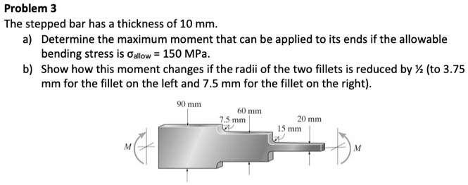 Problem 3 The stepped bar has a thickness of 10 mm. a) Determine the ...