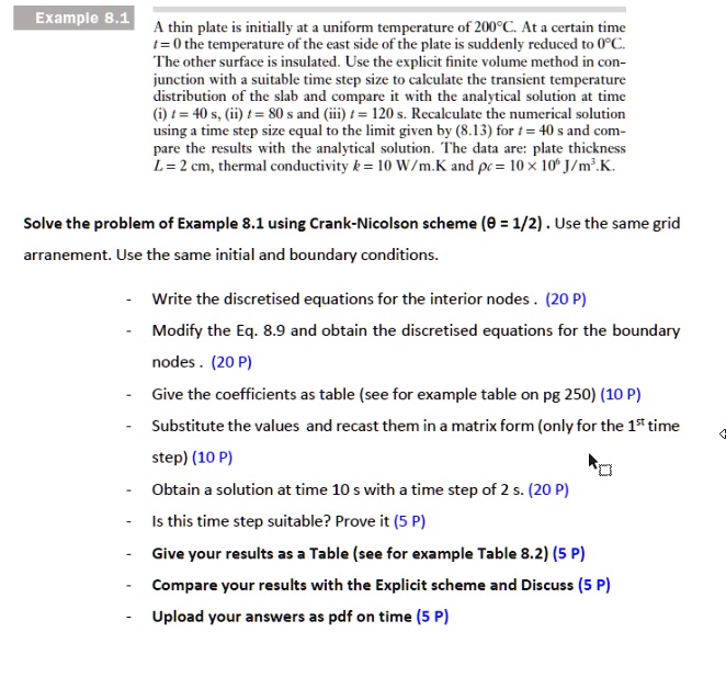 SOLVED: A thin plate is initially at a uniform temperature of 20Â°C. At ...