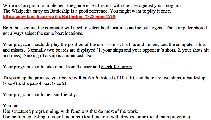 Solved Programming A Game Of Battleship 6x6 With Two Boats Computer Coding Problem Coding 7486
