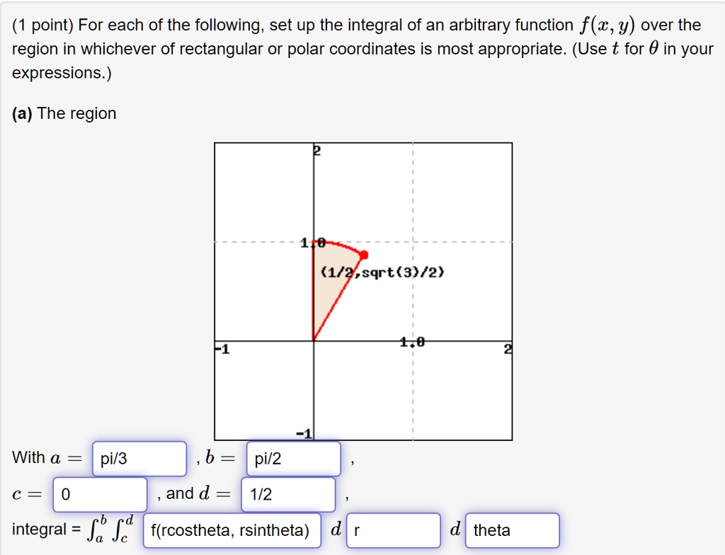 point for each of the following set up the integral of an arbitrary ...