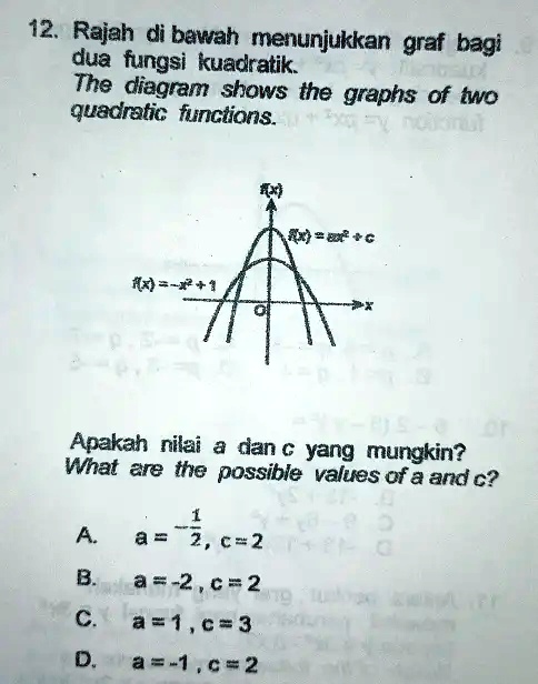 SOLVED: The diagram below shows the graphs of two quadratic functions. S1: y = ax^2 + bx + c S2 ...