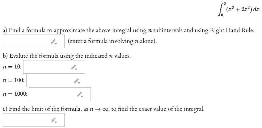 SOLVED: (2? + 21) dr Find formula to approximate the above integral using subintervals and using ...