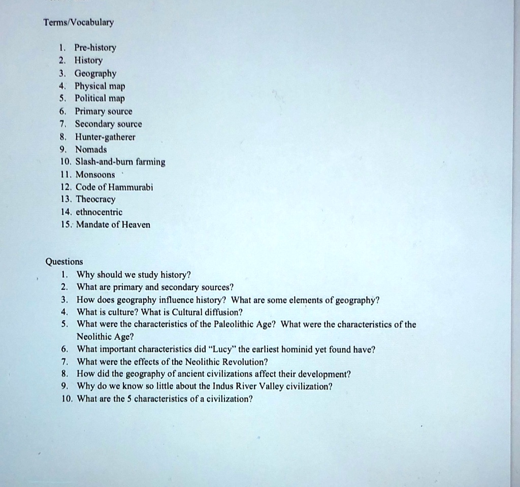 first part just define the words terms vocabulary prc i history history ...