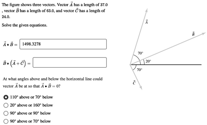 SOLVED: The figure shows three vectors Vector A has length of 37.0 vector B has length of 63.0 ...