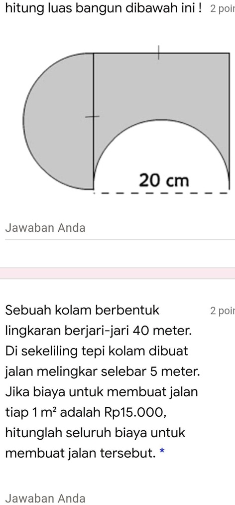 SOLVED: pls dong jawab yang bener pls hitung luas bangun dibawah ini ... SOLVED: pls dong jawab yang bener pls hitung luas bangun dibawah ini ...