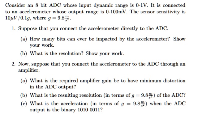 Solved Consider An 8 Bit Adc Whose Input Dynamic Range Is 0 1v It Is 0784