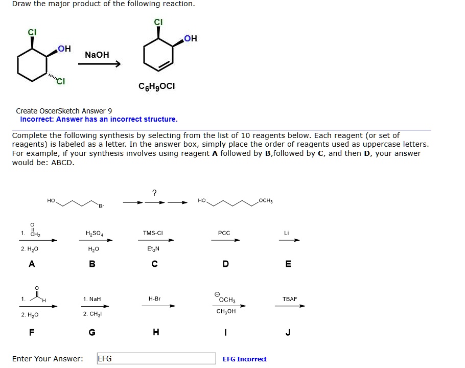 SOLVED: Draw the major product of the following reaction OH OH NaOH ""CI CsHgOCl Create ...