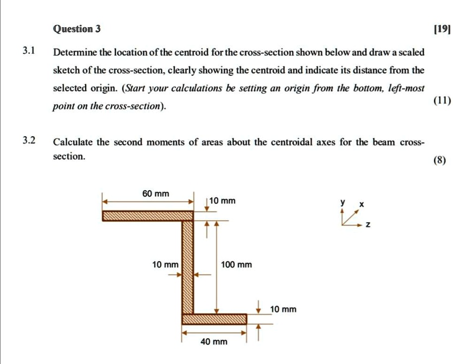 SOLVED: Question 3 [19 3.1 Determine the location of the centroid for ...