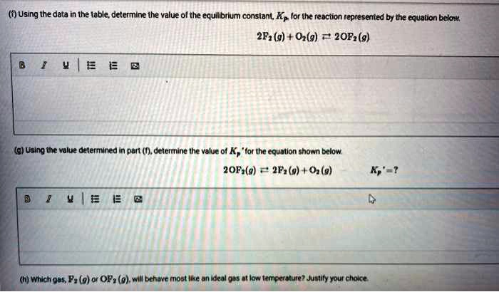 f using the data the table determine the value ol the equlllbrium ...
