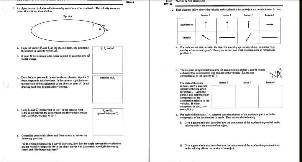 hw19 hw 20 1 an object moves clockwise with decreasing speed around an ...
