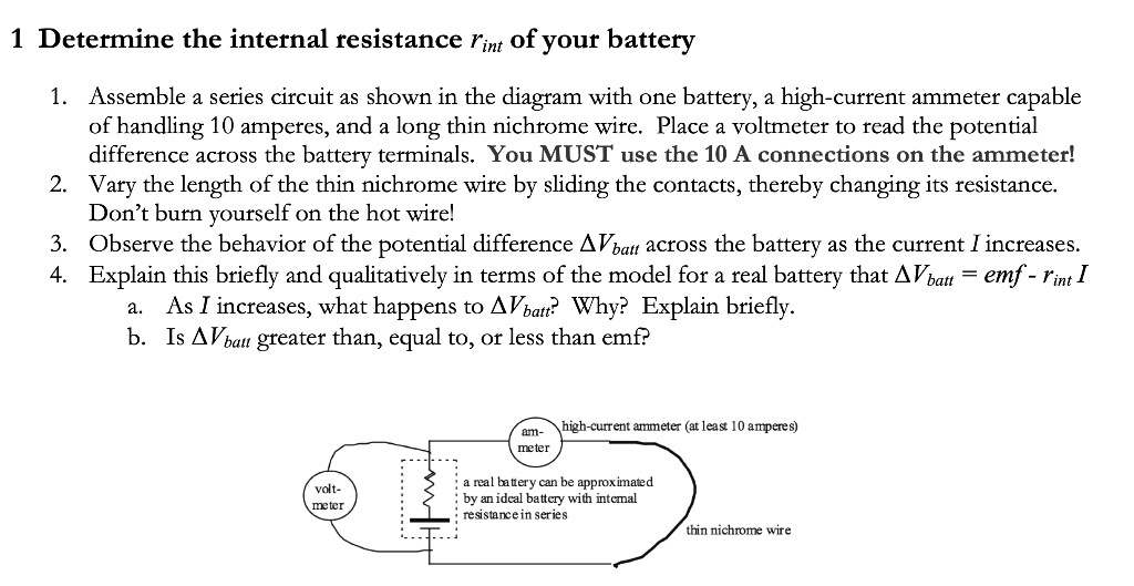 SOLVED: Determine the internal resistance rint of your battery ...