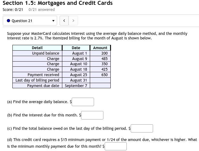 SOLVED: Section 1.5: Mortgages and Credit Cards 21. Suppose your ...