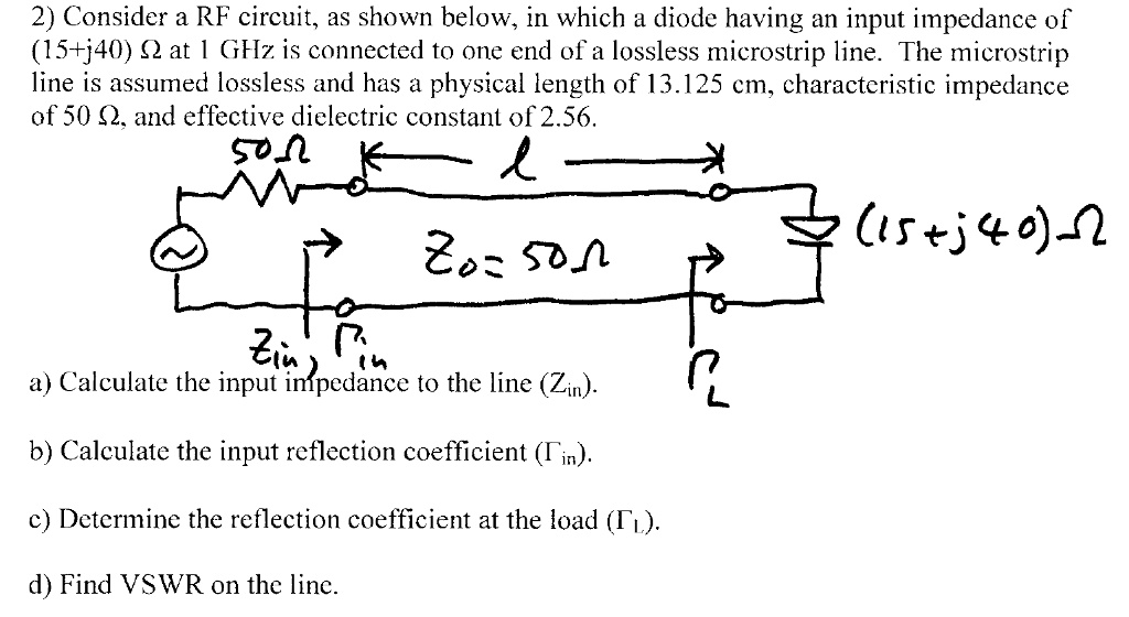 SOLVED: RF / Microwave Circuit Class 2) Consider an RF circuit, as ...