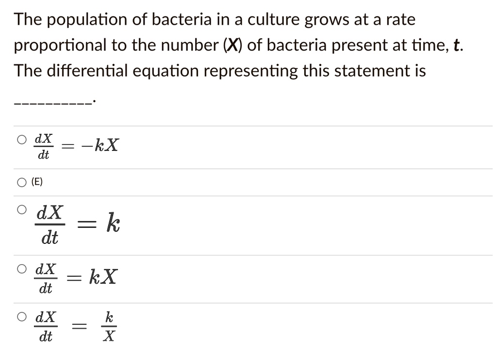 the population of bacteria in a culture grows at a rate proportional to ...
