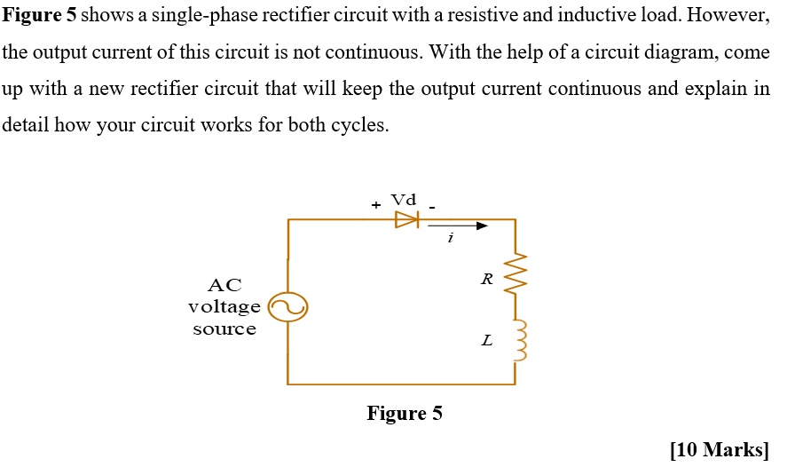 Figure 5 shows a single-phase rectifier circuit with a resistive and inductive load. However ...