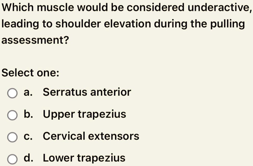 Which muscle would be considered underactive, leading to shoulder ...