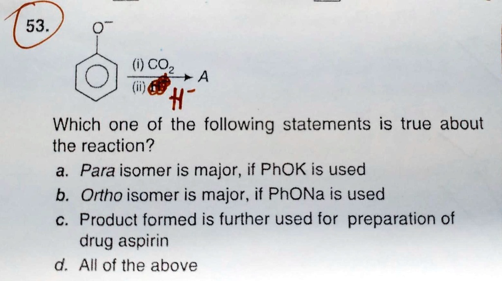 SOLVED: ans is D, pls explain the reaction mechanism 53 Which one of ...