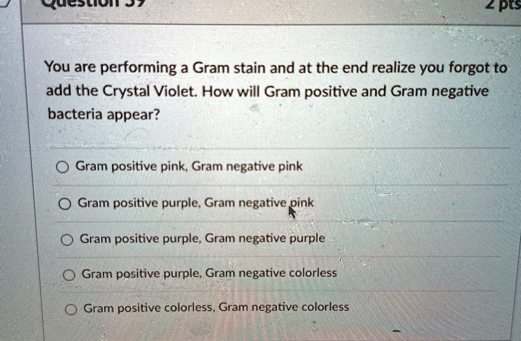 you are performing a gram stain and at the end realize you forgot to ...