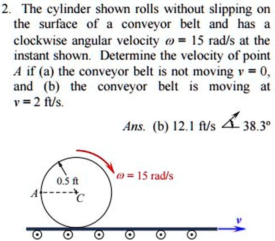 SOLVED: The cylinder shown rolls without slipping on the surface of a ...