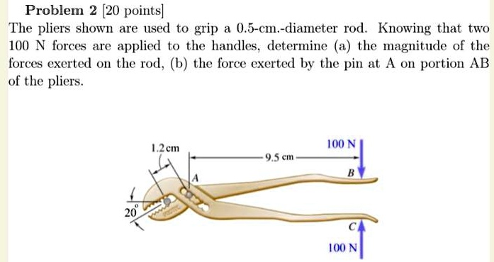 problem 2 20 points the pliers shown are used to grip a 05 cm diameter ...