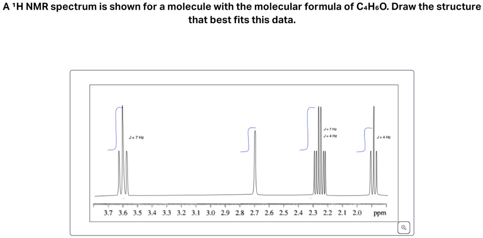a 1h nmr spectrum is shown for a molecule with the molecular formula of ...
