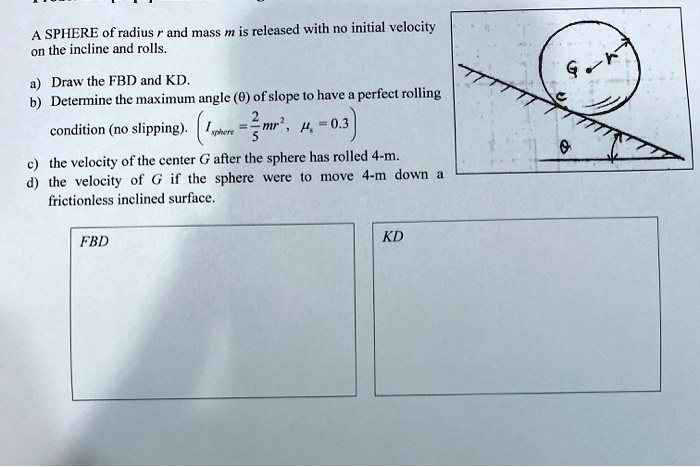 A SPHERE of radius r and mass m is released with no initial velocity on ...