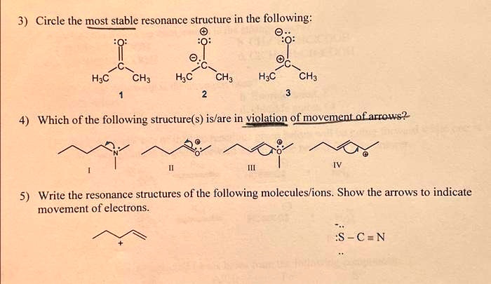 SOLVED: 3) Circle the most stable resonance structure in the following: e.. H3C I :0: 1 :O: CH3 ...