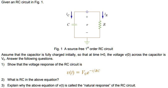 SOLVED: Given an RC circuit in Fig. 1. Fig. 1: A source-free first ...