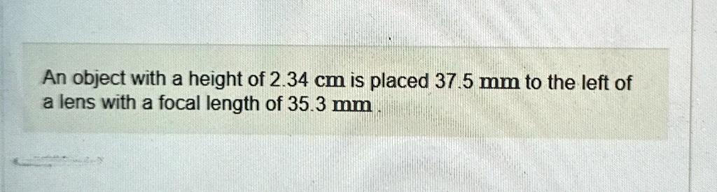 an object with a height of 234 cm is placed 375 mm to the left of a ...