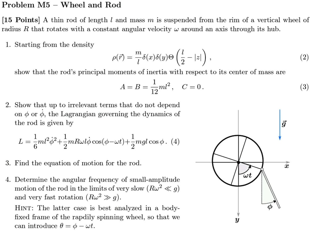 SOLVED: Problem M5 - Wheel and Rod [15 Points] A thin rod of length l ...