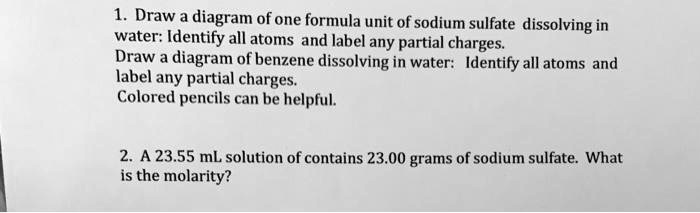 1. Draw a diagram of one formula unit of sodium sulfate dissolving in ...