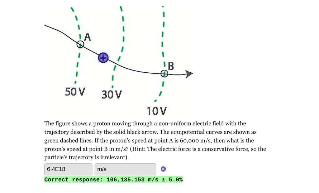 SOLVED: - - !A 1 + 1 IB 1 50 V 30 V 10V The figure shows a proton ...
