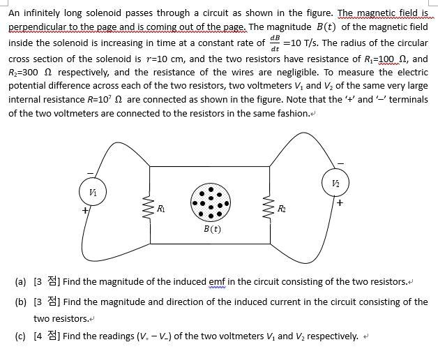 SOLVED: An infinitely long solenoid passes through the circuit as shown ...