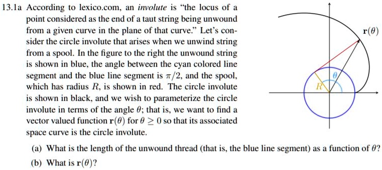 SOLVED:13.a According to lexico.com; an involute is "the locus of a point considered as the end ...