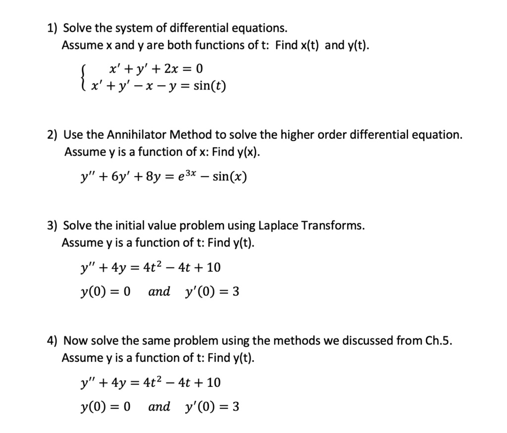 1 solve the system of differential equations assume x and y are both ...