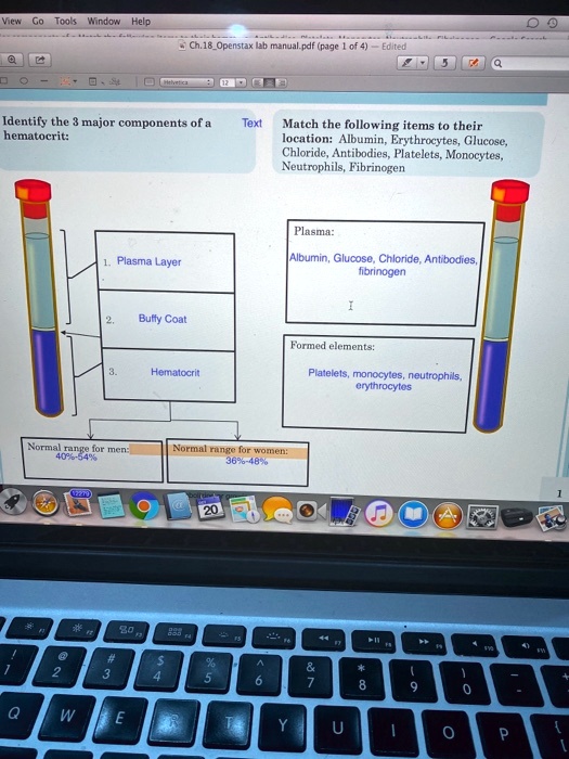 [GET ANSWER] Identify the 3 major components of a hematocrit: 1. Plasma ...