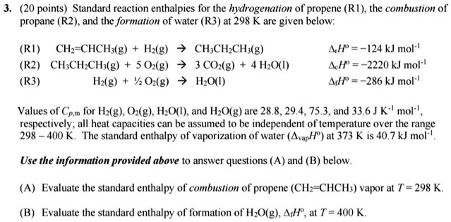 SOLVED: 3. (20 points) Standard reaction enthalpies for the ...