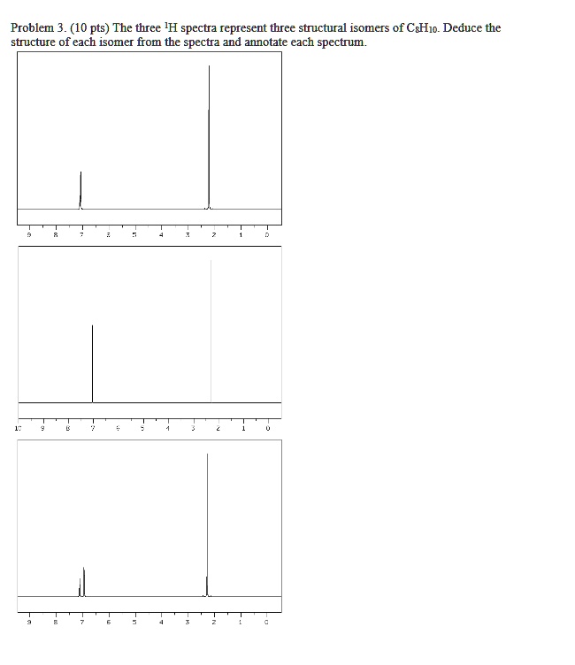 Solved Problem 3 10 Pts The Three Ih Spectra Represent Three Structural Isomers Of C Hio