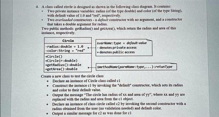 4. A class called Circle is designed as shown in the following class ...