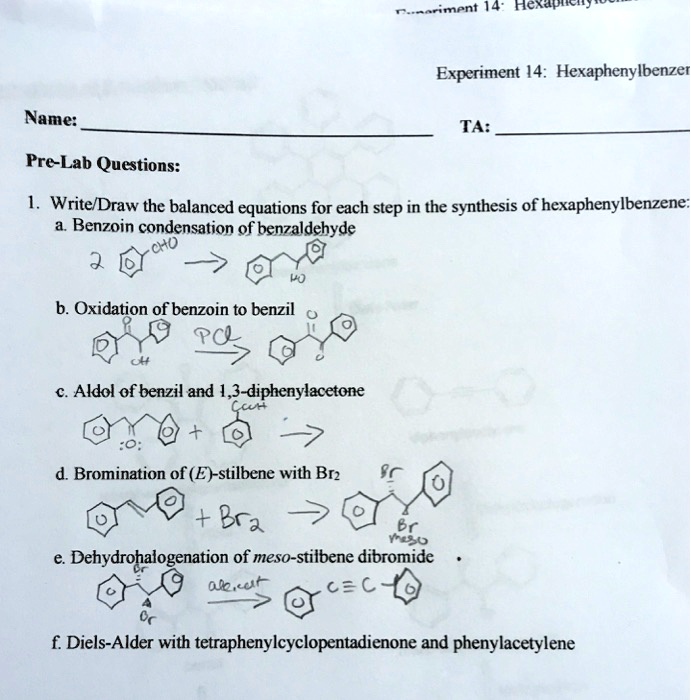Solved Giment 14 Hexap Experiment 14 Hexaphenylbenzer Name Ta Pre