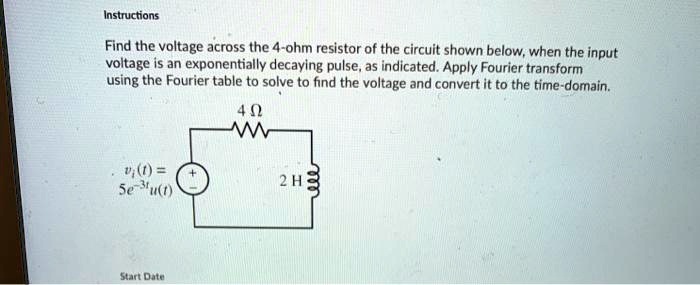 Instructions Find the voltage across the 4-ohm resistor of the circuit shown below, when the ...