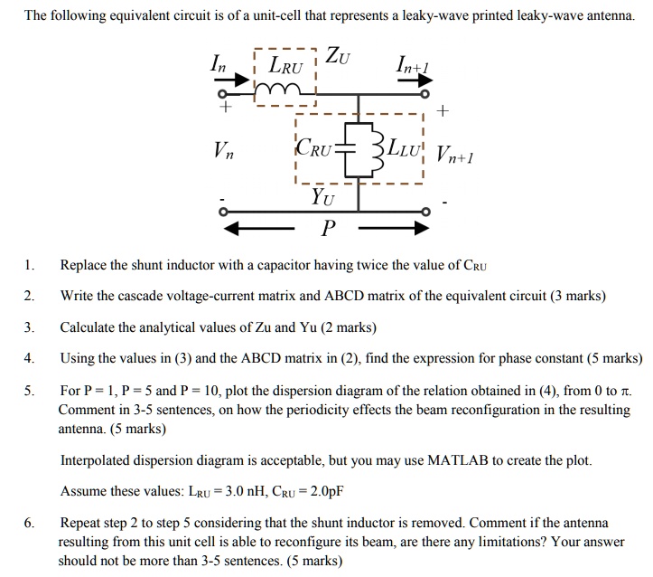 SOLVED: The following equivalent circuit is of a unit-cell that ...